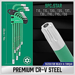 HORUSDY Hex Key Allen Wrench Set, SAE & Metric Star Long Arm Ball End Hex Key Set, Industrial Grade Allen Wrench Set