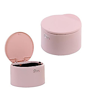YISTOS Modern Plastic Mini Portable Pressing Type Desktops Trash Can for Bathroom Vanity, Desktop, Office or Coffee Table-Dispose of Dispose of Tissues, Receipts, and Other Small trashes(Pink)