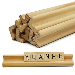 Yuanhe Scrabble Letter Tile Holders - Wooden Scrabble Rack Tray Set of 8, for Crafts and Game Stands