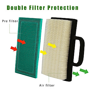 DemJamr 499486S Air Filter with 273638S Pre Filter Compatible with BS 18-26 HP Intek V-Twins Engine, Replace for BS 499486 698754 691007 695667 Air Cleaner