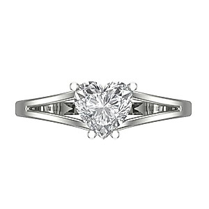 1.0 Ct Brilliant Heart Cut Clear Simulated Diamond 14K White Gold Solitaire Engagement Promise Bridal Anniversary Ring Size 6