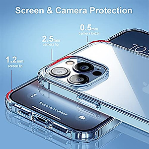 restone for iPhone 13 Pro MAX Case with Screen Protector, Clear Slim Hard Back Cover Soft TPU Bumper, Thin Cute Full Body Shockproof Non Yellowing Protective Phone Case for iPhone 13 Promax 6.7" 2021