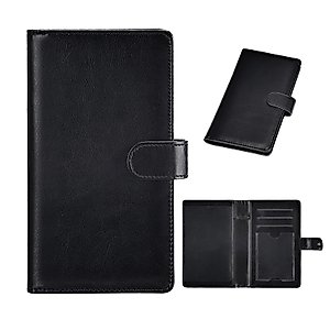 Black Checkbook Covers- Leather RFID Check Registers for Personal Checkbook，Women&Men Wallets with Checkbook Holder Case (Black)
