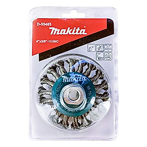 Makita 1 Piece - 4 Inch Knotted Twist Wire Wheel Brush for Grinders - Heavy-Duty Conditioning for Metal - 4" x 5/8-Inch | 11 UNC