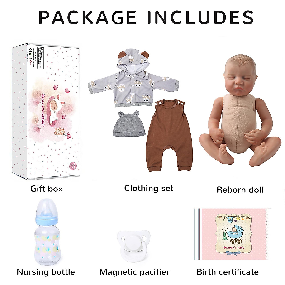 WOOROY Realistic Reborn Baby Dolls Boy - 18 Inch Lifelike Baby Doll Levi Real Life Baby Dolls That Look Real Soft Weighted Sleeping Newborn Baby Dolls Gift Toy for Age 3+