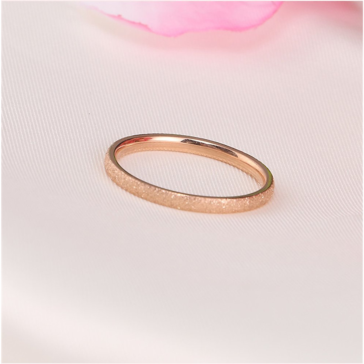 Womens 2mm Stainless Steel Sand Blast Finish Rose Gold Wedding Band Engagement Domed Ring Size 8