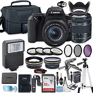 Canon EOS Rebel SL3 DSLR Camera Bundle with Canon EF-S 18-55mm STM Lens + 32GB Sandisk Memory + Camera Case + Digital Flash + Accessory Bundle