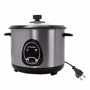 Westinghouse 220 Volts Rice Cooker 16 Cup, Non Stick Cooking Pot, Measuring Cup, Keep Warm Function-Stainless Steel-1000W (NOT FOR USE IN USA)