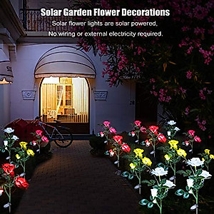 Solar Garden Stake Lights, Waterproof Solar Rose Lights Outdoor Decorative Rose Flowers LED Lights with 3 Roses for Garden Landscape Lawn Yard Courtyard Patio Backyard Decorations