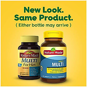 Nature Made Multivitamin For Him with No Iron, Men's Daily Nutritional Support, 90 Tablets, 90 Day Supply