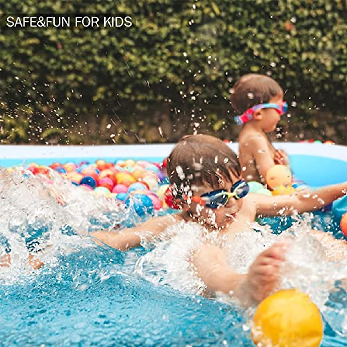 Inflatable Blow Up Kiddie Pool Family Swimming Pool Family Full Size Rectangular Pool Paddling Water Splashing Ball Pool for Kids Toddler Adult for Outdoor Garden Backyard, 103" X 69" X 20"