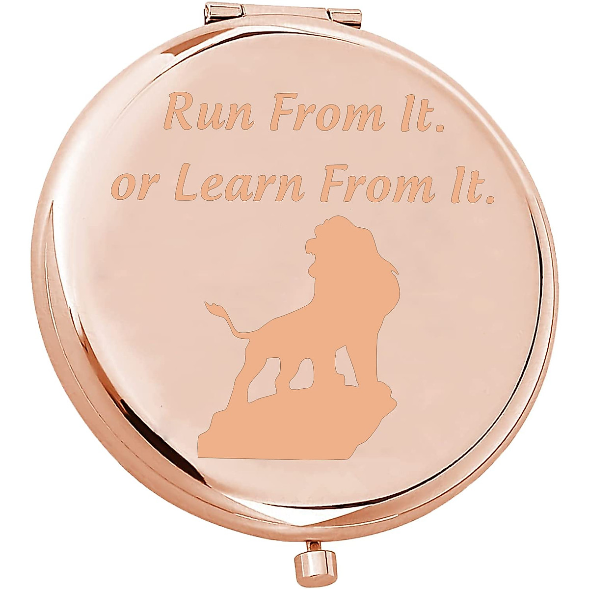 BEKECH Lion Movie Inspired Gift Inspirational Compact Mirror Run Learn from It or Learn from It Makeup Mirror for Women Girls (Lion Movie Mirror)
