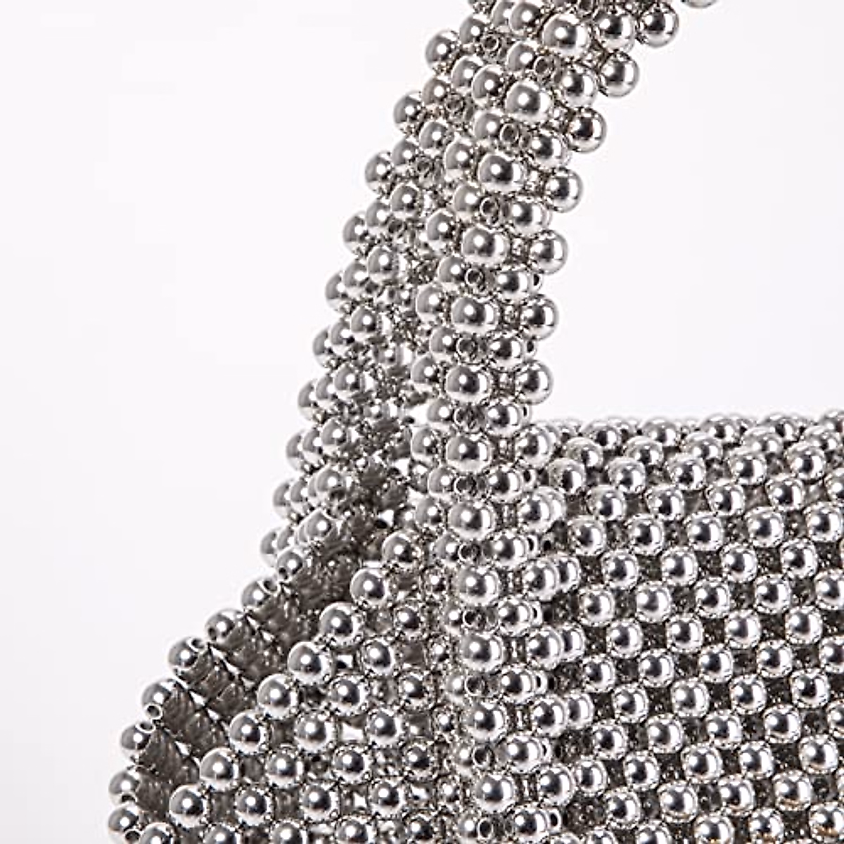 YUSHINY Small Acrylic Beaded Handbag Gold Stick Closure Cube Clutch for Wedding Evening Party (Silver)