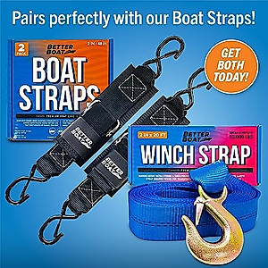 Boat Trailer Winch Strap with Hook Bow Boat Winch Strap Replacement for Hand Crank Trailer Heavy Duty Boat Hook Boat Winch Strap with Hook Towing Boat Trailer Straps Other Trailers 10000Lbs 2" x 20'