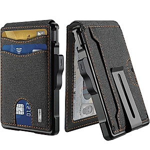 umoven Wallet for Men - with Money Clip Slim Leather Slots Credit Card Holder RFID Blocking Bifold Minimalist Wallet (denim)