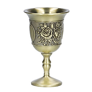 Jopwkuin Metal Drinking Glasses, Antique Goblet Wine Glass Luxury Small Wine Glass European Style Old Wine Glass for Weddings Home Decor Cup for Home Party Dinner Bar