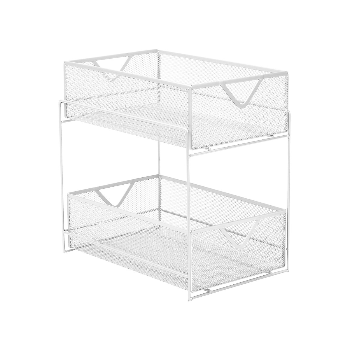 Mind Reader Sliding Metal Baskets, Cabinet Storage Organizer, Home, Office, Kitchen, Bathroom, One Size, White 2 Tier Mesh
