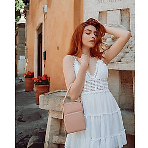 ECOSUSI Crossbody Bag Small Cell Phone Purse for Women Touchscreen Handbag Crossbody Purse with Detachable Wallet Pink