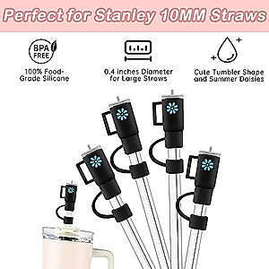 Straw Cover for Stanley,Silicone Straw Topper Compatible with Stanley 30&40 Oz Tumbler,10mm Dust-Proof Reusable Straw Cover Tips,Plus Spill Proof Stopper Set for Stanley Cup 1.0/2.0