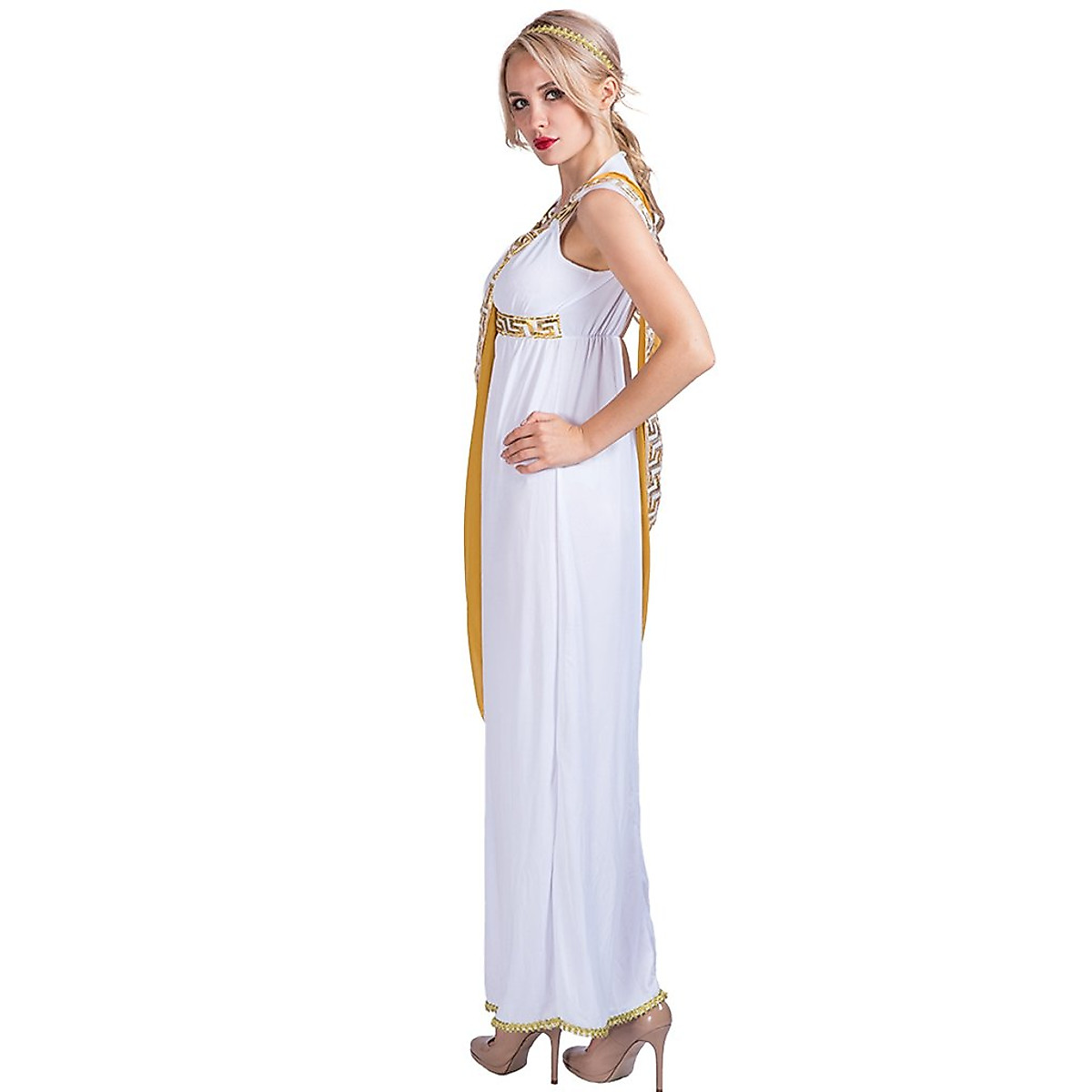 EraSpooky Women's Roman Lady Greek Goddess Costume (PlusSize) White