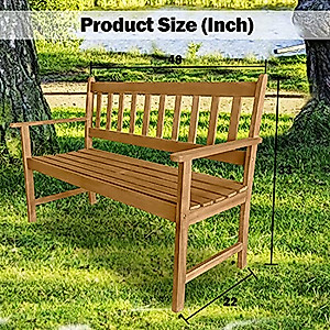 YOYOSO Outdoor Patio Bench Wood Garden Bench Park Bench Acacia Wood for Pool Beach Backyard Balcony Porch Deck Garden Wooden Furniture, Natural Oiled, Best Outdoor Wood Bench (48" W x 22" D x 33" H)
