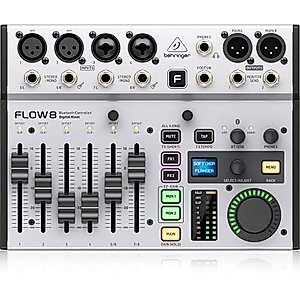 Behringer FLOW 8 8-Input Digital Mixer with Bluetooth Audio and App Control, 60 mm Channel Faders, 2 FX Processors and USB/Audio Interface