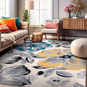 Rugshop Modern Floral Design Area Rug for Living Room,Bedroom,Home office,Kitchen Non Shedding Area Rug 3'1" x 5' Cream