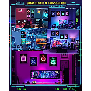 Gamer Room Decor for Boys - Gaming Wall Art - FRAMED 8"x10" - PRINTED Neon Gaming Room Decor - Posters for Boys Room - Video Game Decor - Gaming Wall Decor