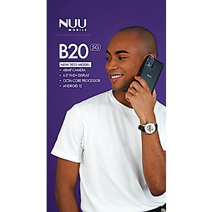 NUU B20 5G + Earbuds A Bundle, Unlocked Phones, Dual SIM 5G, 48MP Triple Camera, Compatible with AT&T, TMobile, Mint Mobile, Metro pcs +Active Noise Cancelling, US Hotline