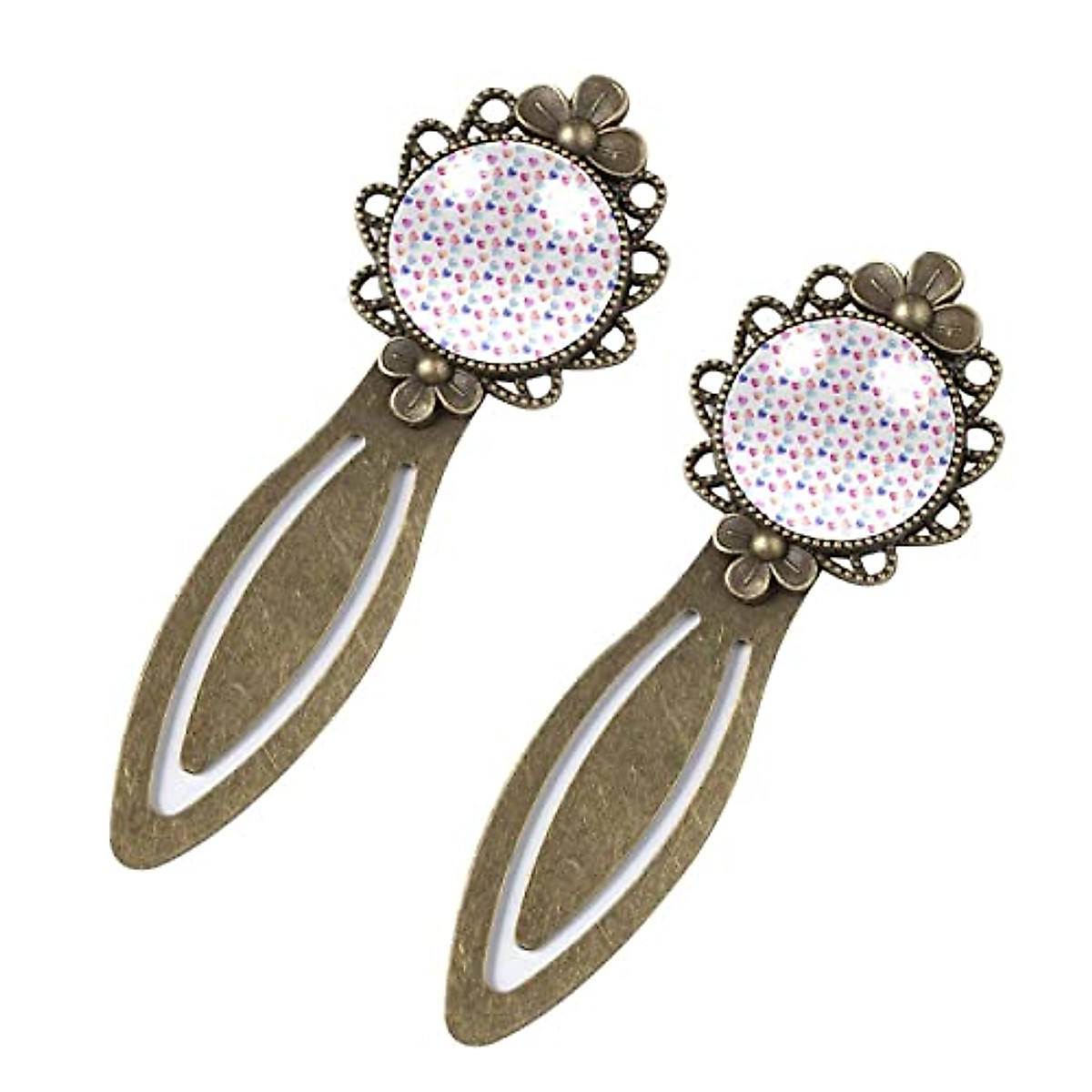 Metal Bookmark Teacher Appreciation Gifts Birthday Gifts Christmas Gifts for Women 2 Pcs, Lovely Heart Kawaii Pink