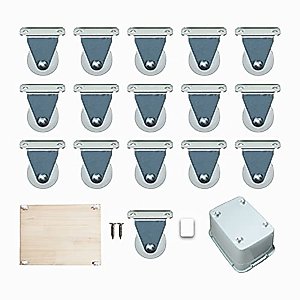 Dalyndar 16 Pack 1'' Caster Wheels Non Swivel Casters Self Adhesive or Screws Add On Light Weight Furniture Small Appliance, Silver Plate White Roller