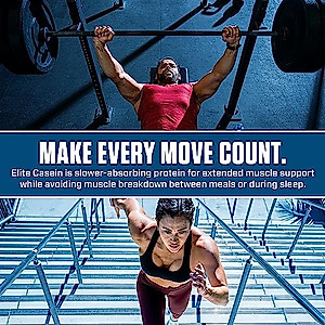 Dymatize Elite Casein Protein Powder, Slow Absorbing with Muscle Building Amino Acids, 100% Micellar Casein, 25g Protein, 5.4g BCAAs & 2.3g Leucine, Helps Overnight Recovery, Rich Chocolate, 4 Pound