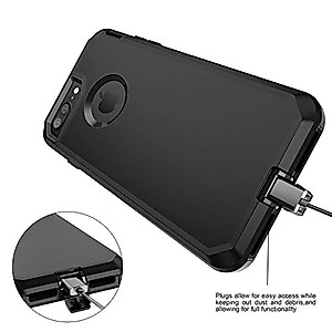 MXX iPhone 8 Plus Heavy Duty Protective Case with Screen Protector [3 Layers] Rugged Rubber Shockproof Protection Cover for Apple iPhone 7 Plus - iPhone 8 Plus/Apple Phone 8+ (Black)
