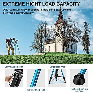 Victiv 72-inch Camera Tripod Aluminum T72 with Phone Tripod Mount- Lightweight Tripod & Monopod Compact for Travel with 2 Quick Release Plates for Canon Nikon DSLR Video Shooting - Blue