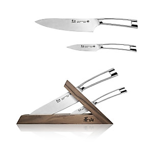 Cangshan TN1 Series 1021264 Swedish 14C28N Steel Forged 3-Piece TAI Knife Block Set, Walnut