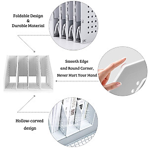 SAYEEC Desktop File Magazine Folder Holder 4 Section Plastic Hollow Documents Foldable Organizer File Cabinet Shelf Frames Dividers Rack Display and Storage