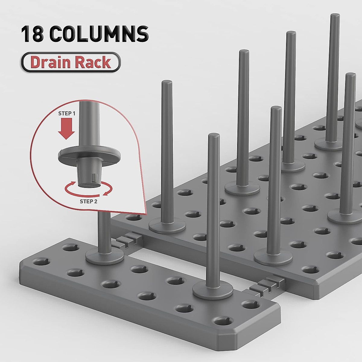 AEARY Pegboard Drawer Organizer for Kitchen Cabinet, Plate Organizers for Cabinets, Adjustable Cupboard Pegboard Tray, Dish Racks Bowl Drying Racks, Expandable Plate Holders Storage (2pcs, Grey)