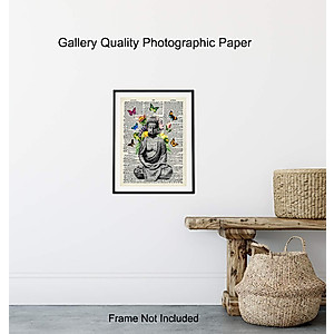 Butterfly Buddha Dictionary Wall Art Print - 8x10 Photo, Home Decor, Meditation Room or Yoga Studio Decoration - Unique Zen Gift - Unframed Poster Picture