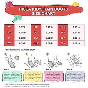 HISEA Kids Rain Boots for Toddler Boys Girls, Waterproof Rubber Boots with Easy-On Handles, Seamless PVC Rainboots Lightweight Mud Shoes for Water Beach Outdoor Playing, Size 6T Red