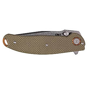 Columbia River Knife & Tool Butte Folding Pocket Knife: Everyday Carry, Plain Edge D2 Blade, Deadbolt Lock, IKBS Ball Bearings w/Deep Carry Pocket Clip 2471, OD green