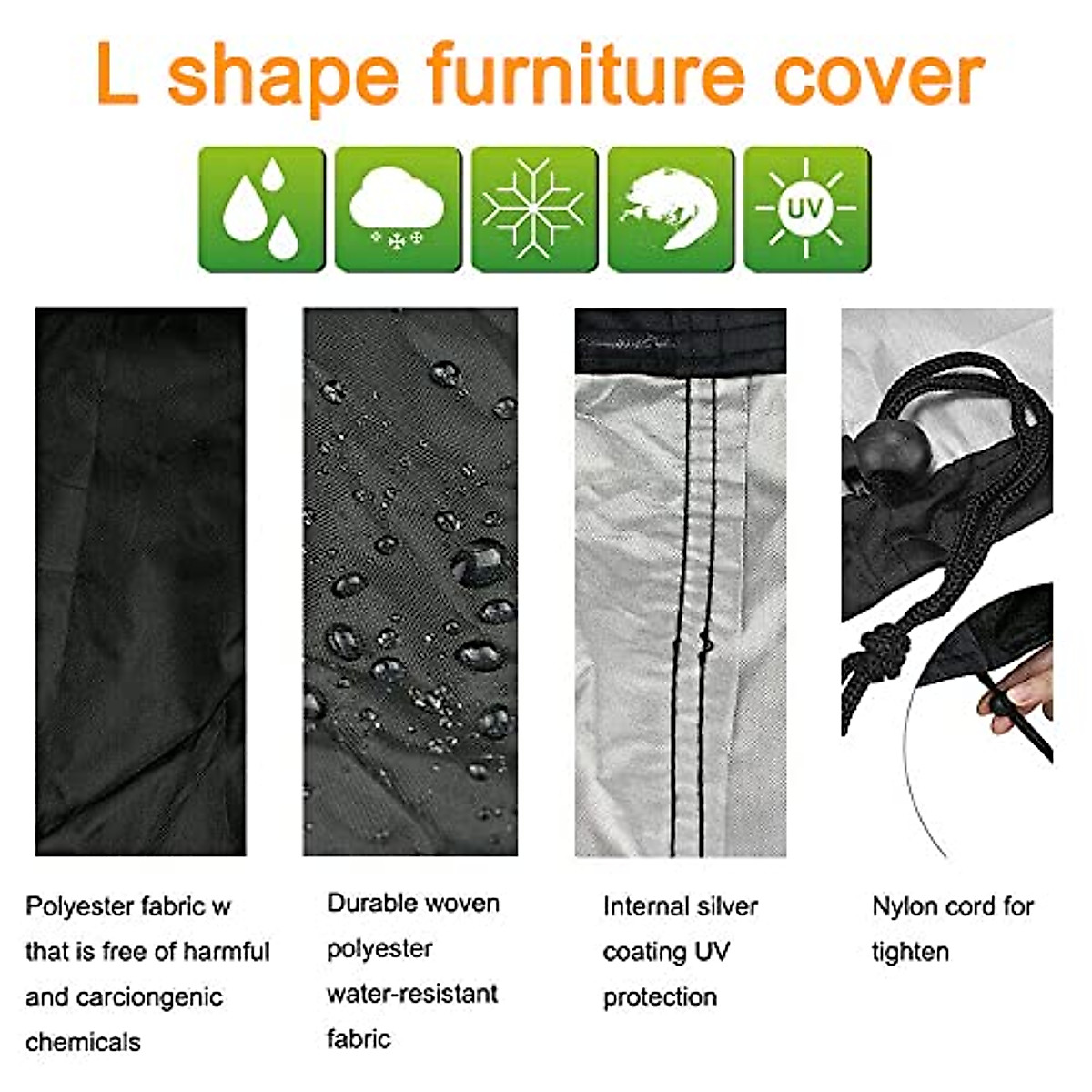 Patio Sectional Sofa Cover, Outdoor L-Shaped Sectional Sofa Covers Rainproof, Garden Corner Settee Furniture Cover Protector Waterproof, Left Facing, 75.6" L/102 L x 39.37" D x 32" H