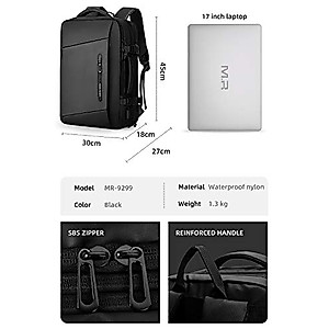 Markryden Laptop Backpack with raincover carry-on travel backpack water-proof expandable backpack with Rain Cover USB Charging Port for School Travel Work Bag Fits 17.3/15.6 Inch Laptop