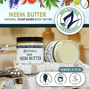Organic Neem Butter-Coconut Oil, Neem Oil, Neem Leaf, Marula Oil, Kokum Butter, Rosemary, For Sensitive Skin, Itchy Skin, 8 oz.