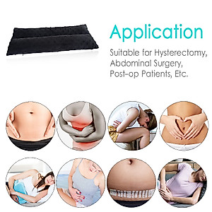 Hysterectomy Pillow Abdominal Post Surgery Pillows with Pocket Comfort for Ice Heat Packs Tummy Tuck Belly Incision Recovery Seatbelt Gifts Women Patients Minky Dot Black