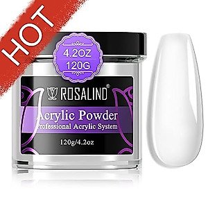 ROSALIND 4.2oz Clear Acrylic Nail Powder Clear Nail Acrylic Powder for Nail Acrylic Extension Professional Polymer Nail Acrylic Powder Clear Nails carving French Nail Extension, No Nail Lamp Needed