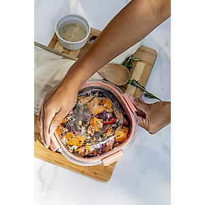 Ello Stainless Steel Lunch Bowl Food Storage Container with Leak-Proof Lid, 6.5 Cup, Peach