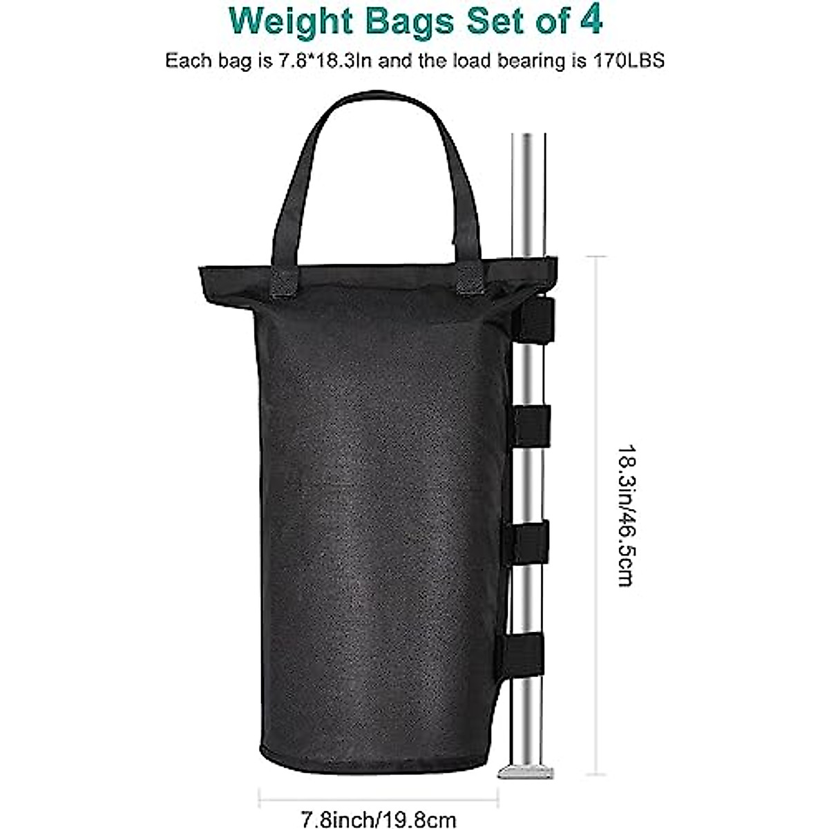 Industrial Gazebo Weights 600D, Set of 4 Gazebo Weights for Gazebos, PVC Inner Coating, Sand Bag for Pop-Up Tent, Canopy or Parasol