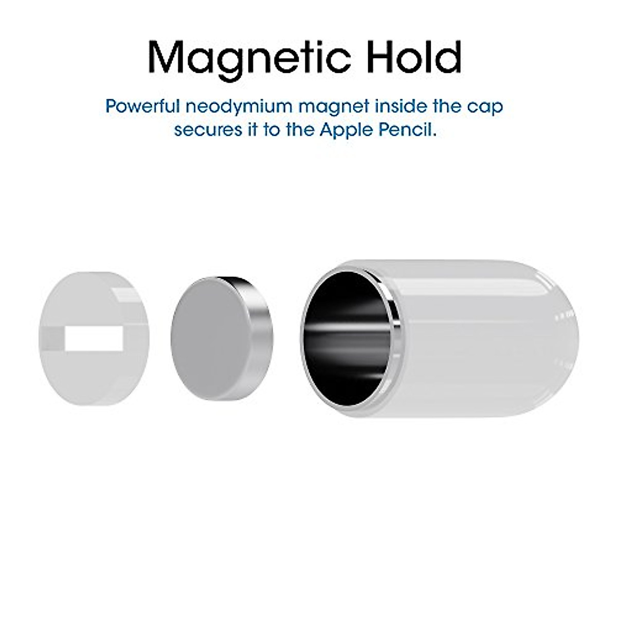 TechMatte Magnetic Replacement Caps Compatible with Apple Pencil 1st Generation-Cap Tether Included (2 Pack)