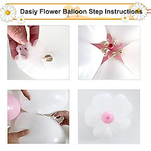 Daisy Balloon Garland Pink Blush Pastel Orange White Balloons with Flower Clips Rose Gold Confetti Balloon Arch Kit for Boho Daisy Baby Shower Party Decorations