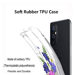 Unov Case Compatible with OnePlus 9 5G Clear with Design Soft TPU Shock Absorption Slim Embossed Pattern Protective Back Cover OnePlus 9 5G Case 6.5 inch (Very Peri Bouquet)